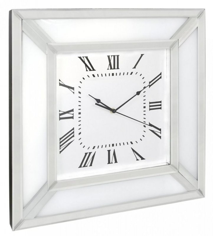 Stunning modern white plain mirrored wall clock with white glass border ...