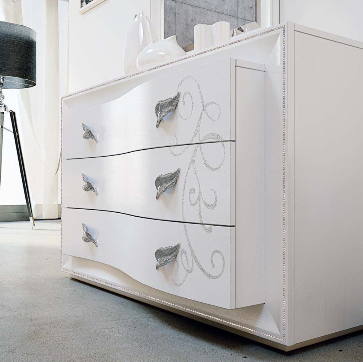 Euro Design Chanel 3 Drawer Chest - White - Dream Home Furnishings