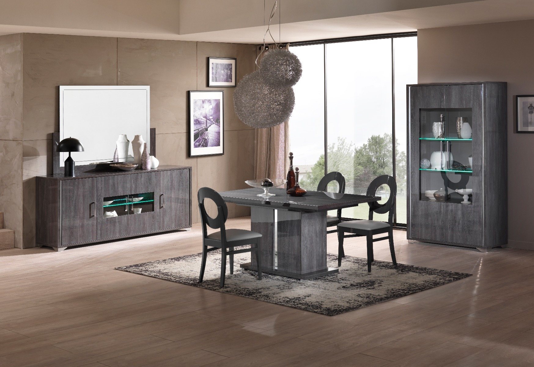 San Martino Italy San Martino Armony Grey Extending Dining Set With 6 ...