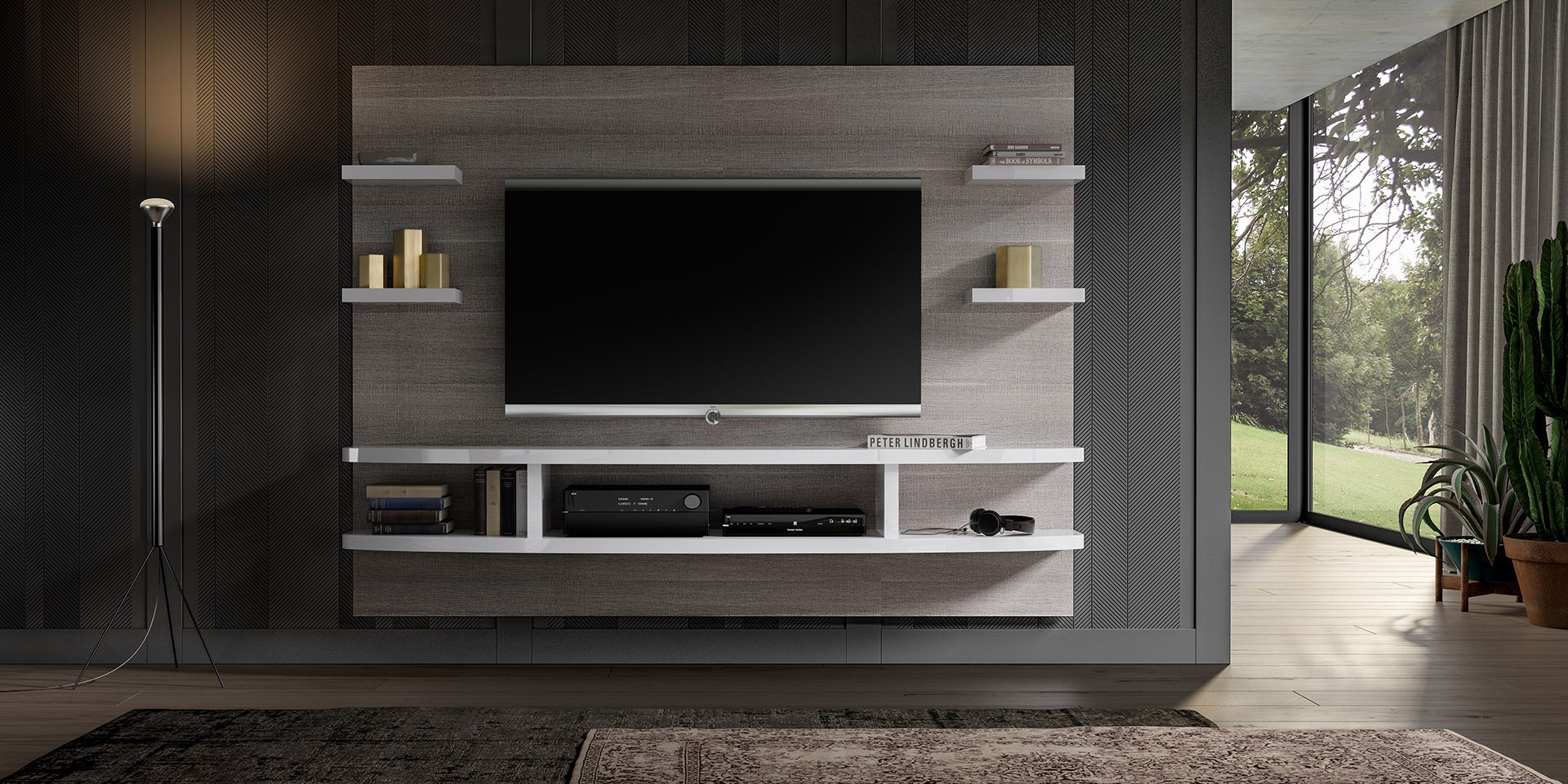 Status Wall Unit Grey Oak + White |Status Evolution Ivory and Wood TV ...