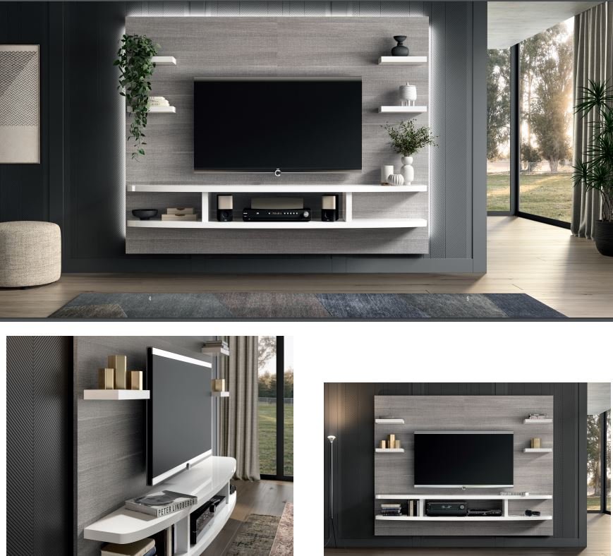 Status Wall Unit Grey Oak + White |Status Evolution Ivory and Wood TV ...