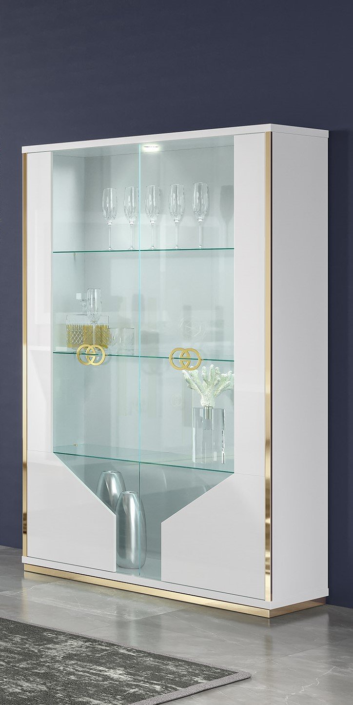 H2O Design Athen White-Silver 2 Door Vitrine | vitrine | Italian furni ...