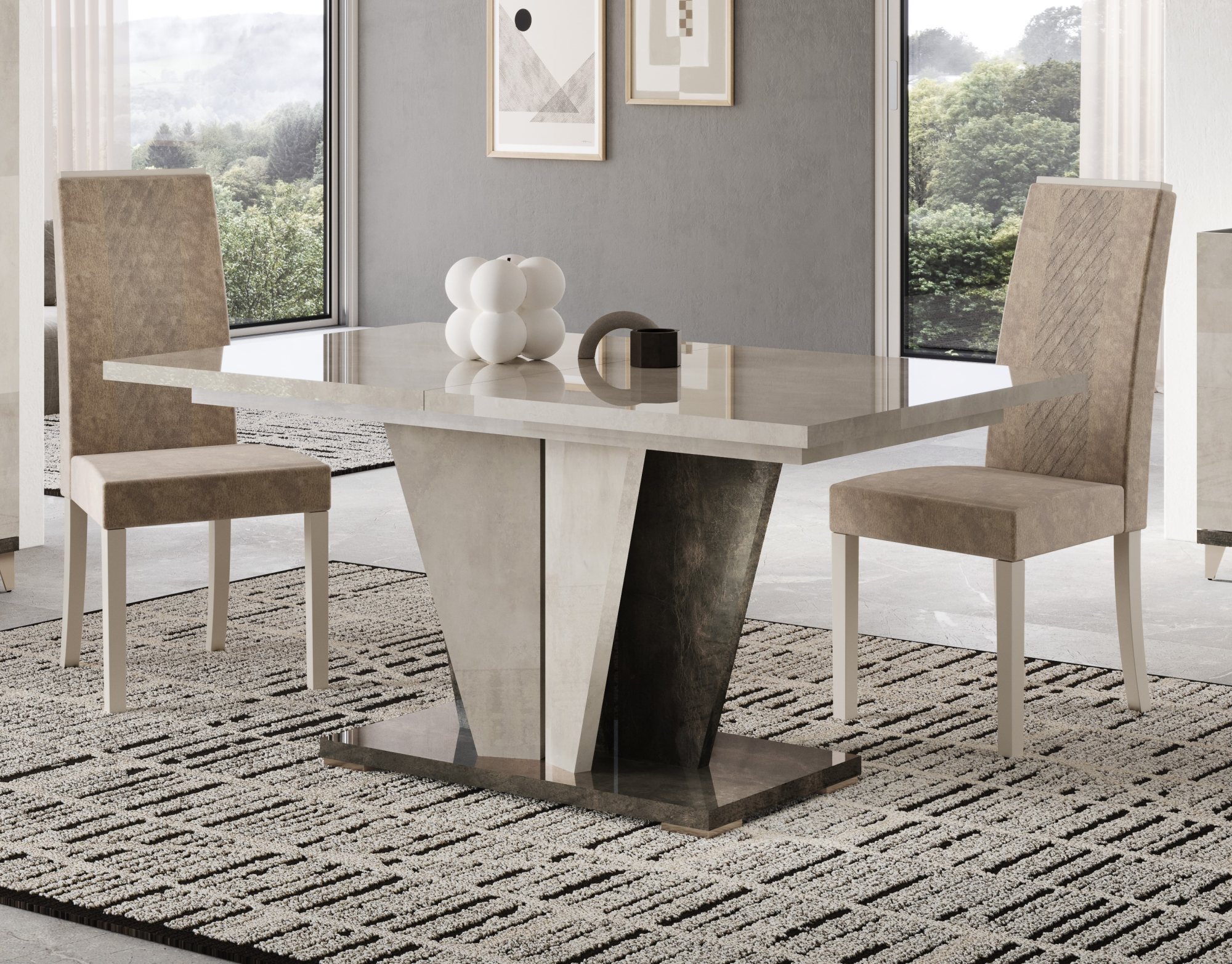 Ben Company Stella White-Grey Square Table | dining table | Italian fu ...