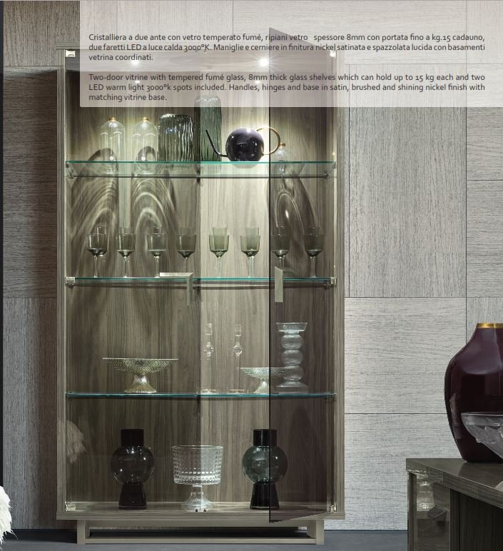 Camel Group Volare Walnut 2 Door Vitrine Display Cabinet |Italian 1 D ...